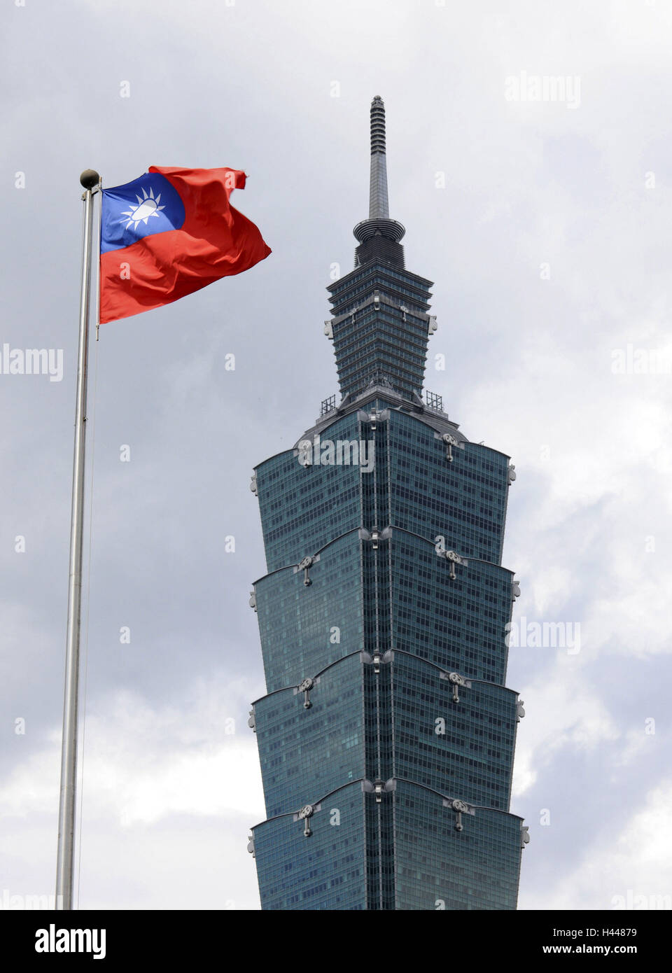 Taipei 101 Tower, skyscrapers, flag, heaven, Taipeh, Taiwan Stock Photo ...