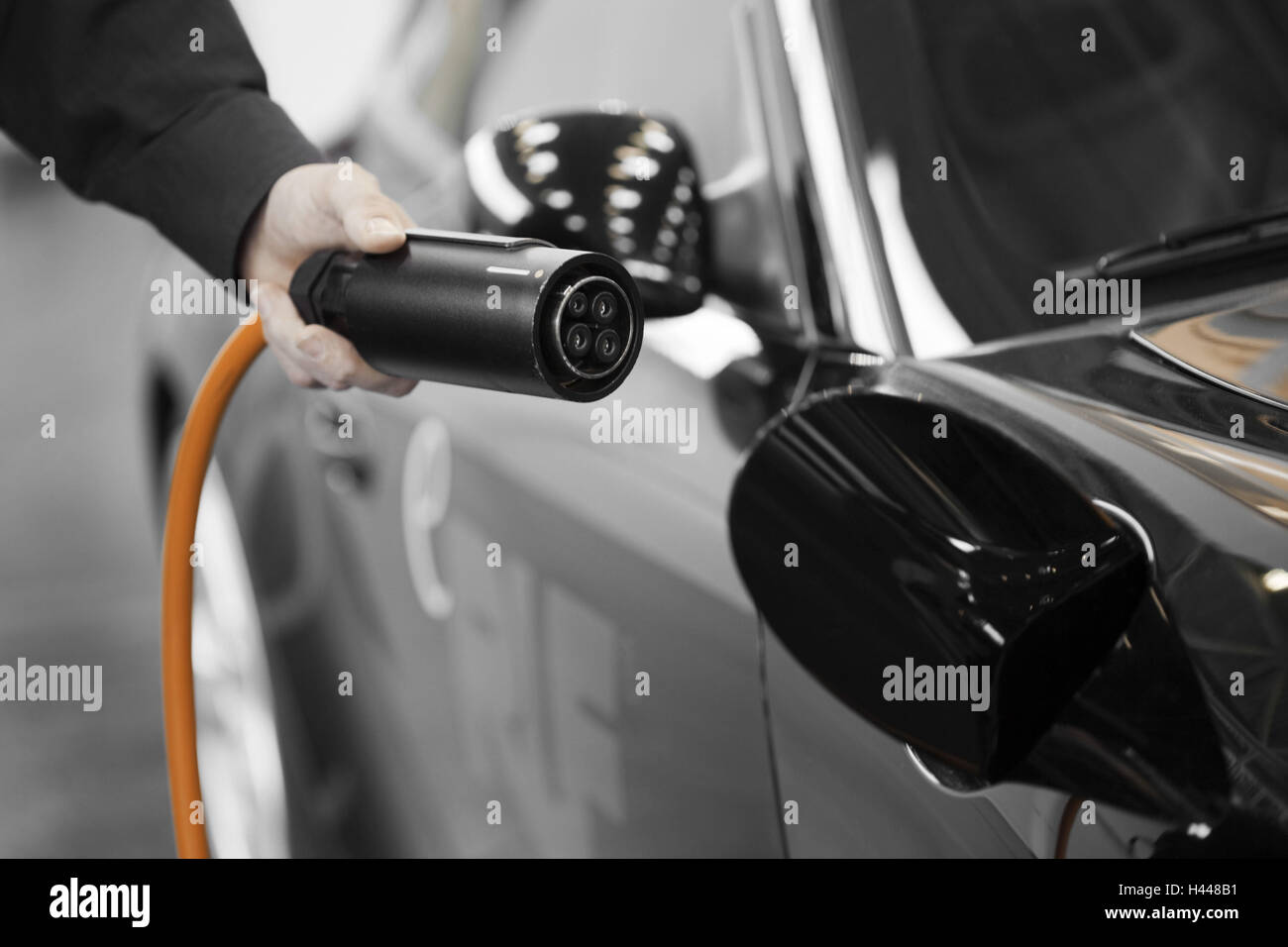 Electric vehicle, charging, charging station, plug, energy, close-up ...