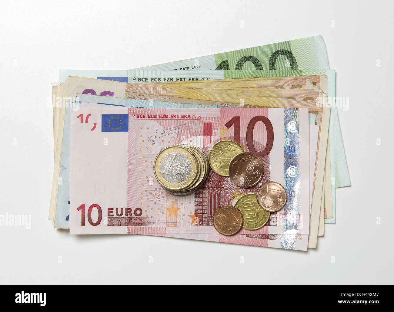 Banknotes, coins, Euro, stack Stock Photo - Alamy