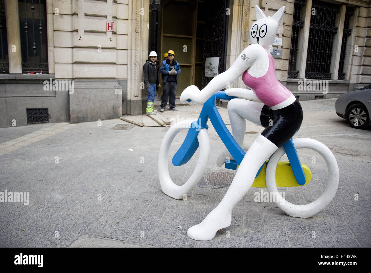 Belgium, Brussels, sculpture, comic figure, bicycle, construction ...