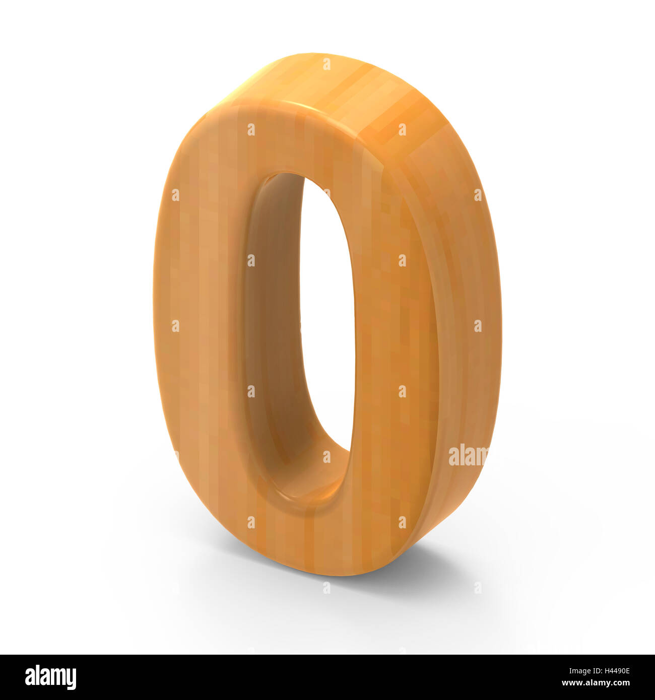 3D rendering white number 0 isolated on white background, light brown ...