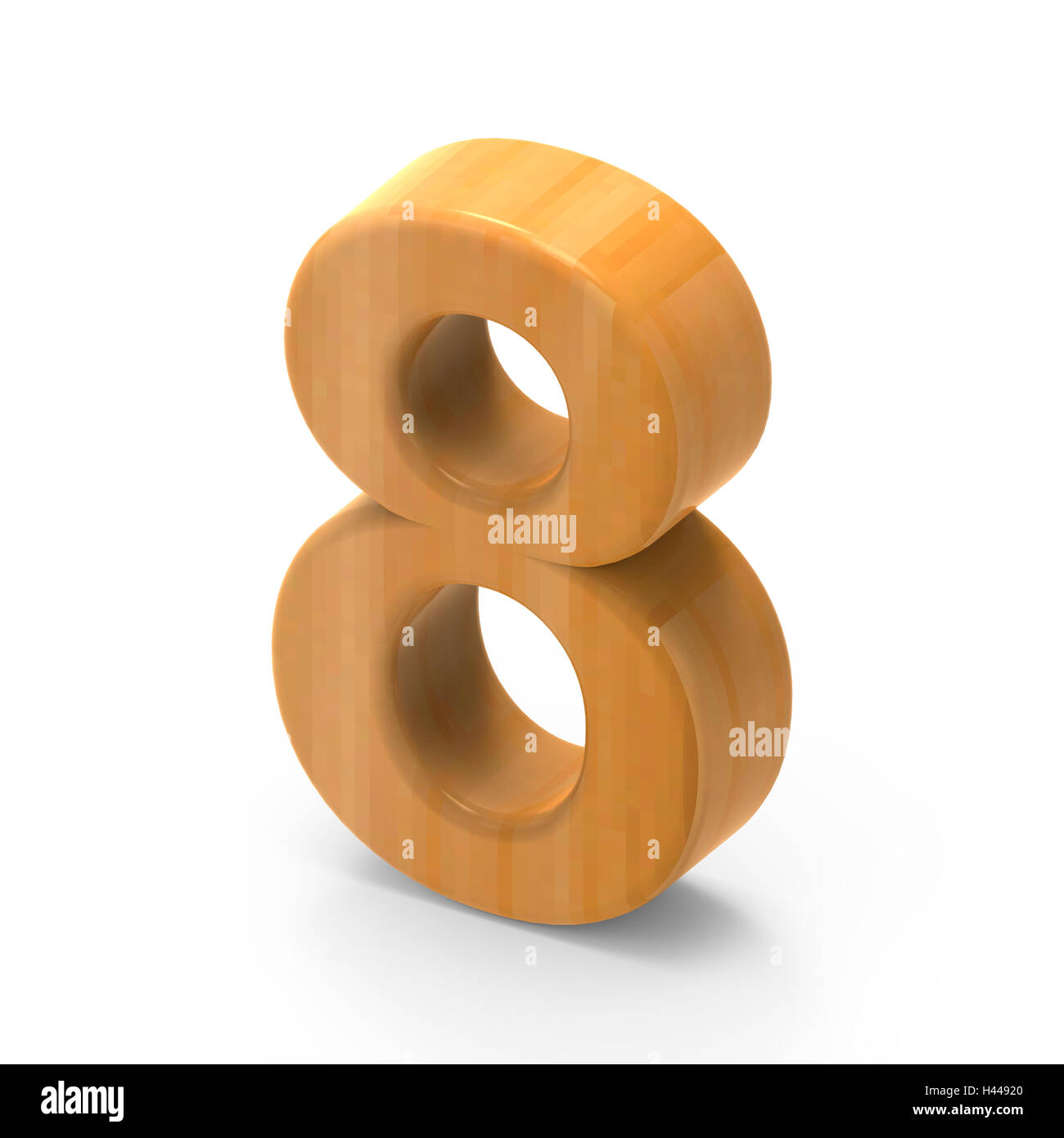 3D rendering white number 8 isolated on white background, light brown ...