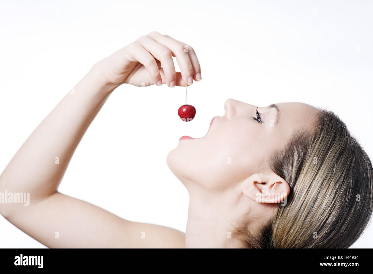 Woman young cherry eat portrait hi-res stock photography and images - Alamy