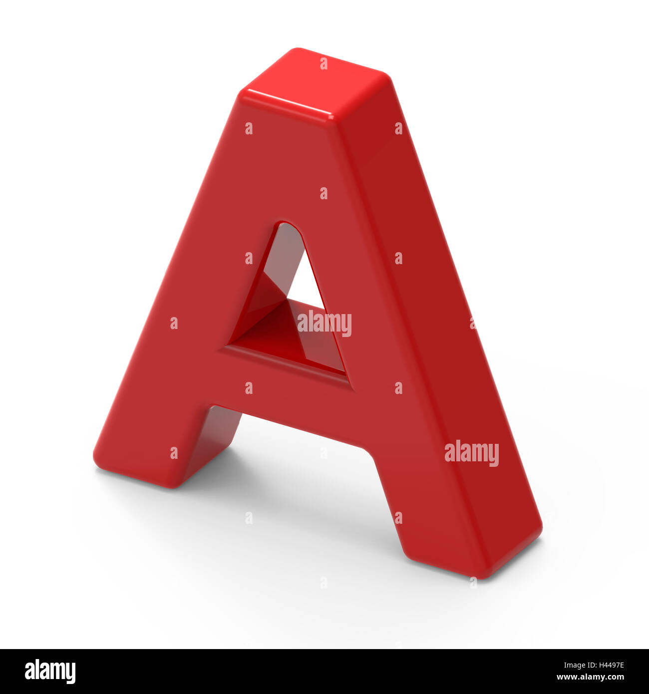 3D rendering red capital letter A isolated on white background, smooth ...
