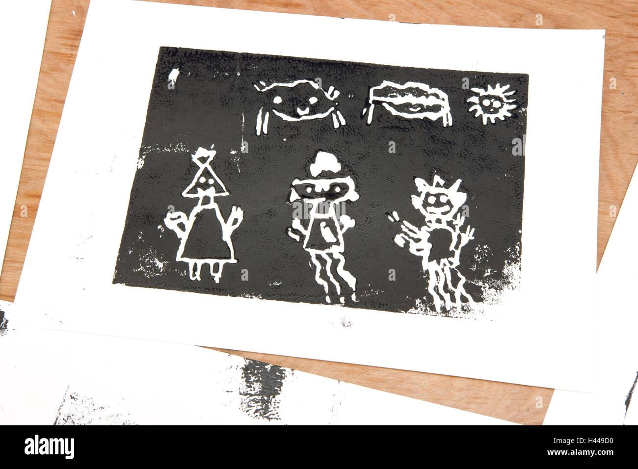 Classroom, table, linoleum print Stock Photo - Alamy