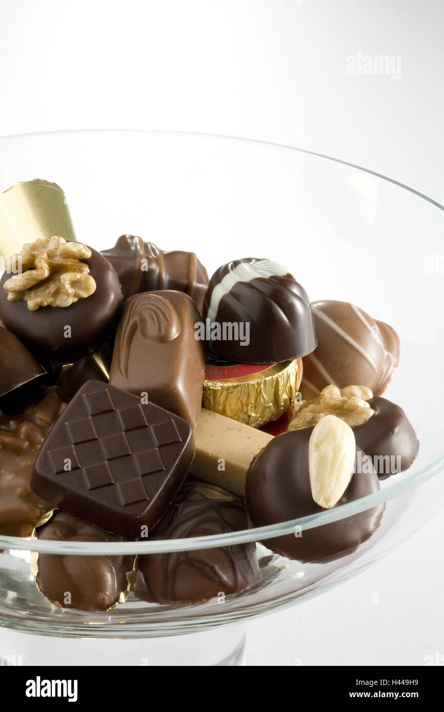 Glass peel, chocolates, differently, detail Stock Photo - Alamy