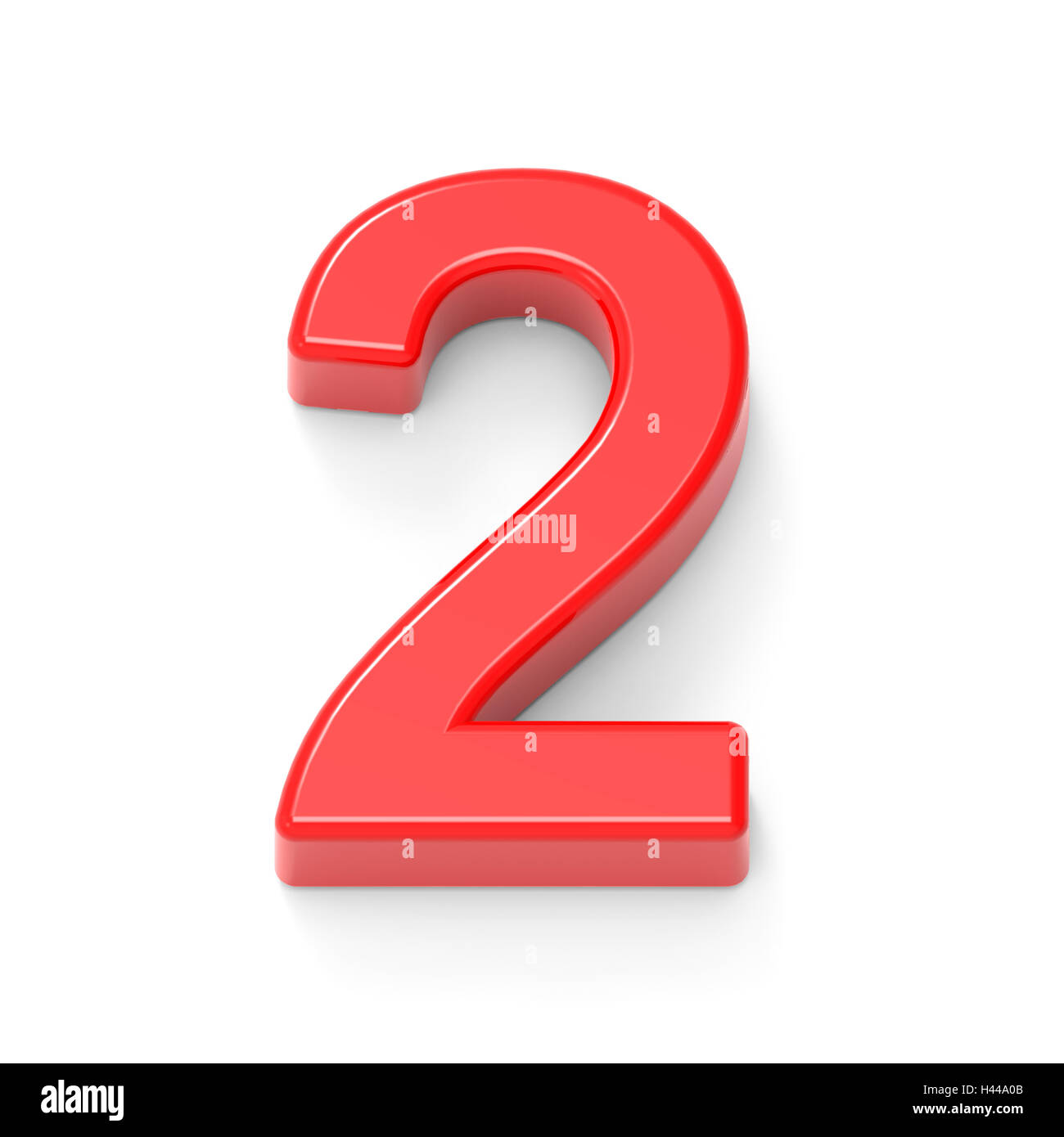 light red number 2, 3D rendering graphic isolated on white background ...