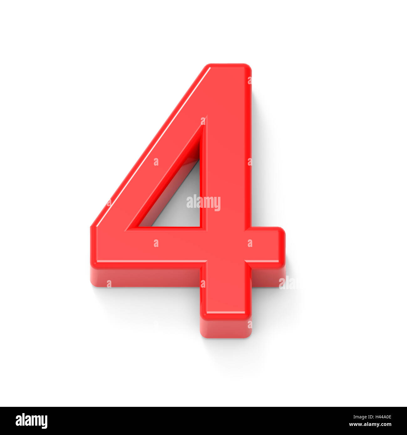 light red number 4, 3D rendering graphic isolated on white background ...