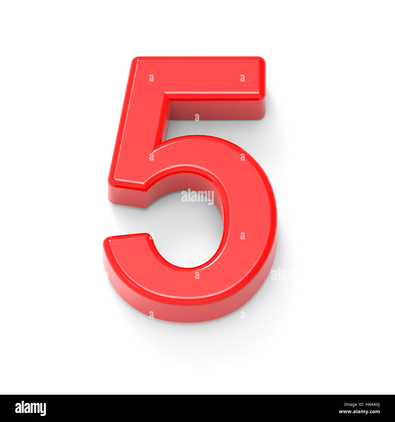 light red number 5, 3D rendering graphic isolated on white background ...