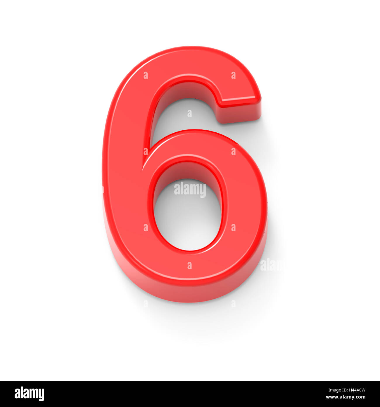 light red number 6, 3D rendering graphic isolated on white background ...