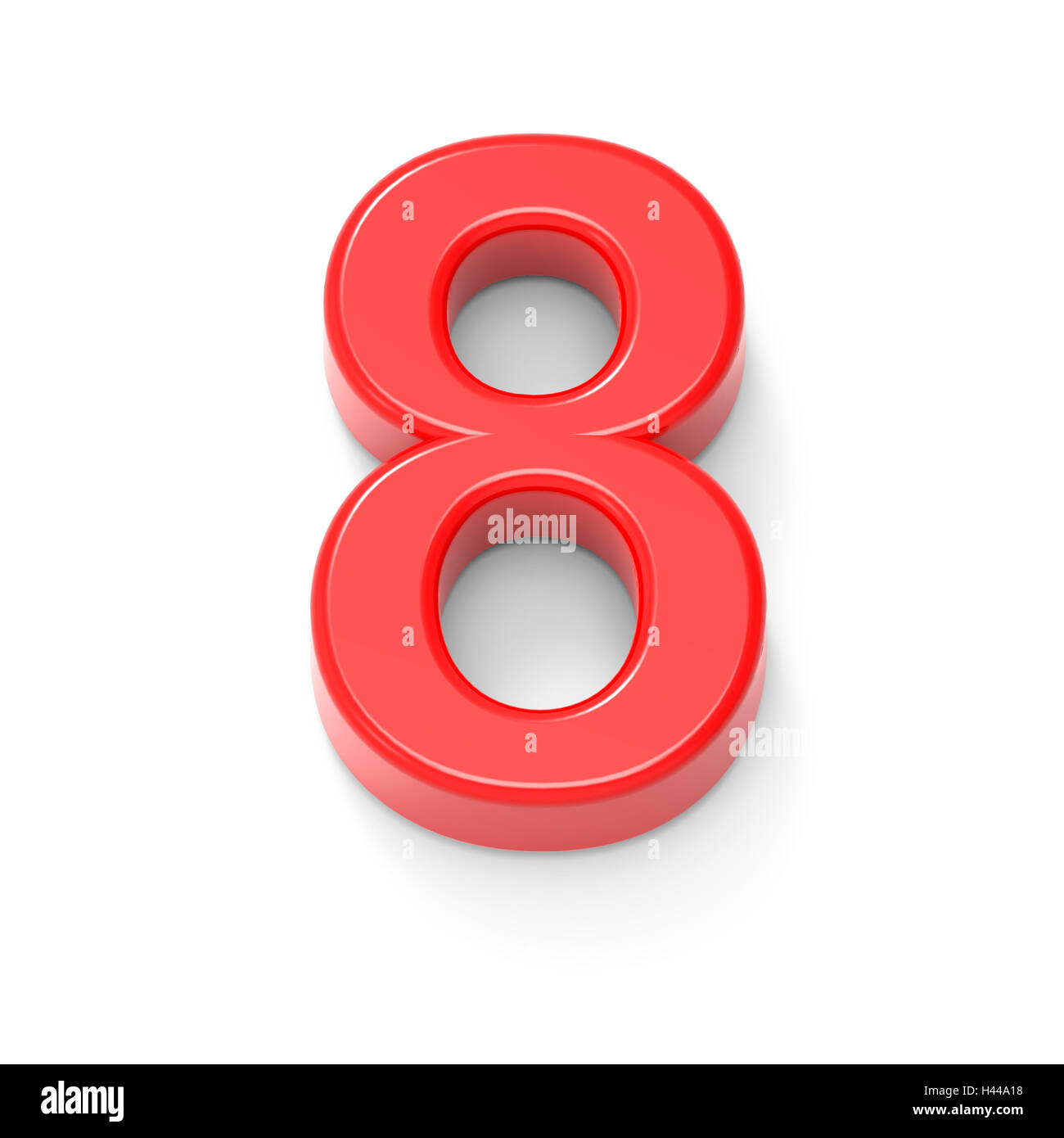 light red number 8, 3D rendering graphic isolated on white background ...