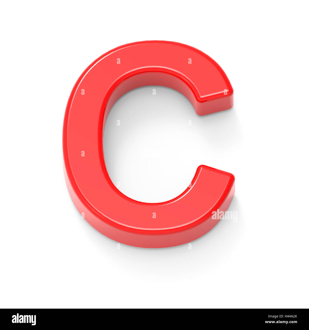 light red letter C, 3D rendering graphic isolated on white background ...