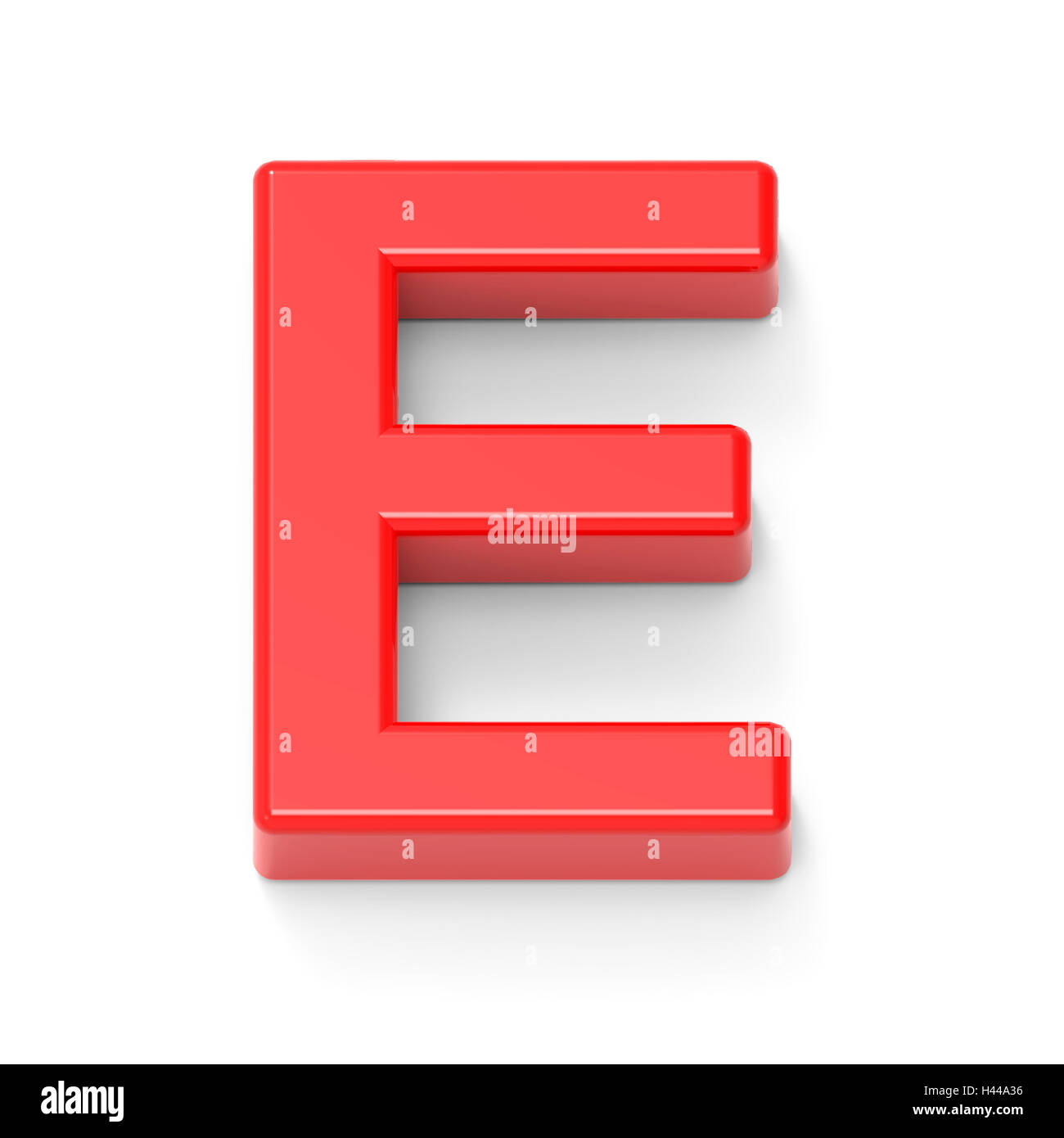 light red letter E, 3D rendering graphic isolated on white background ...