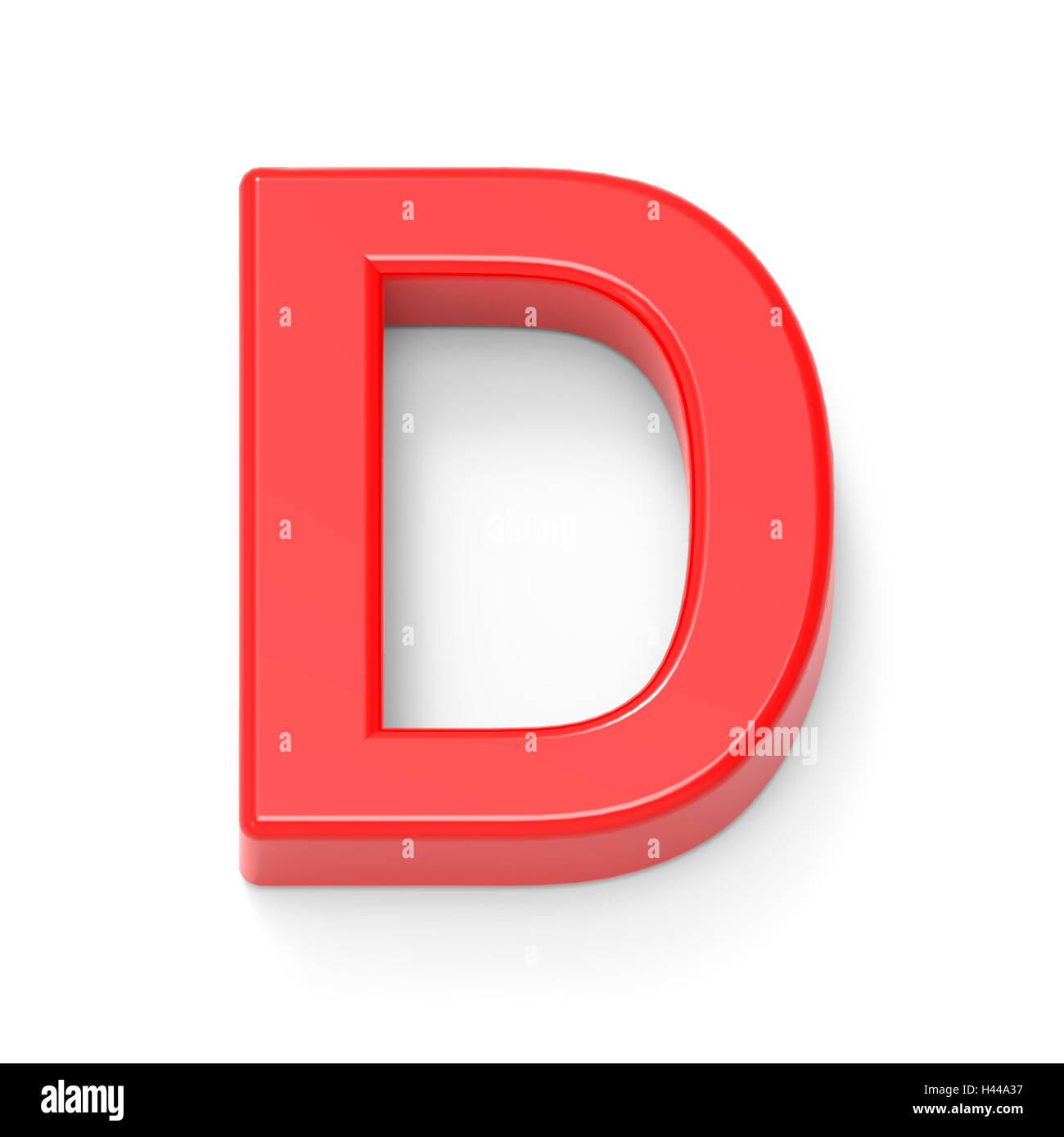light red letter D, 3D rendering graphic isolated on white background ...