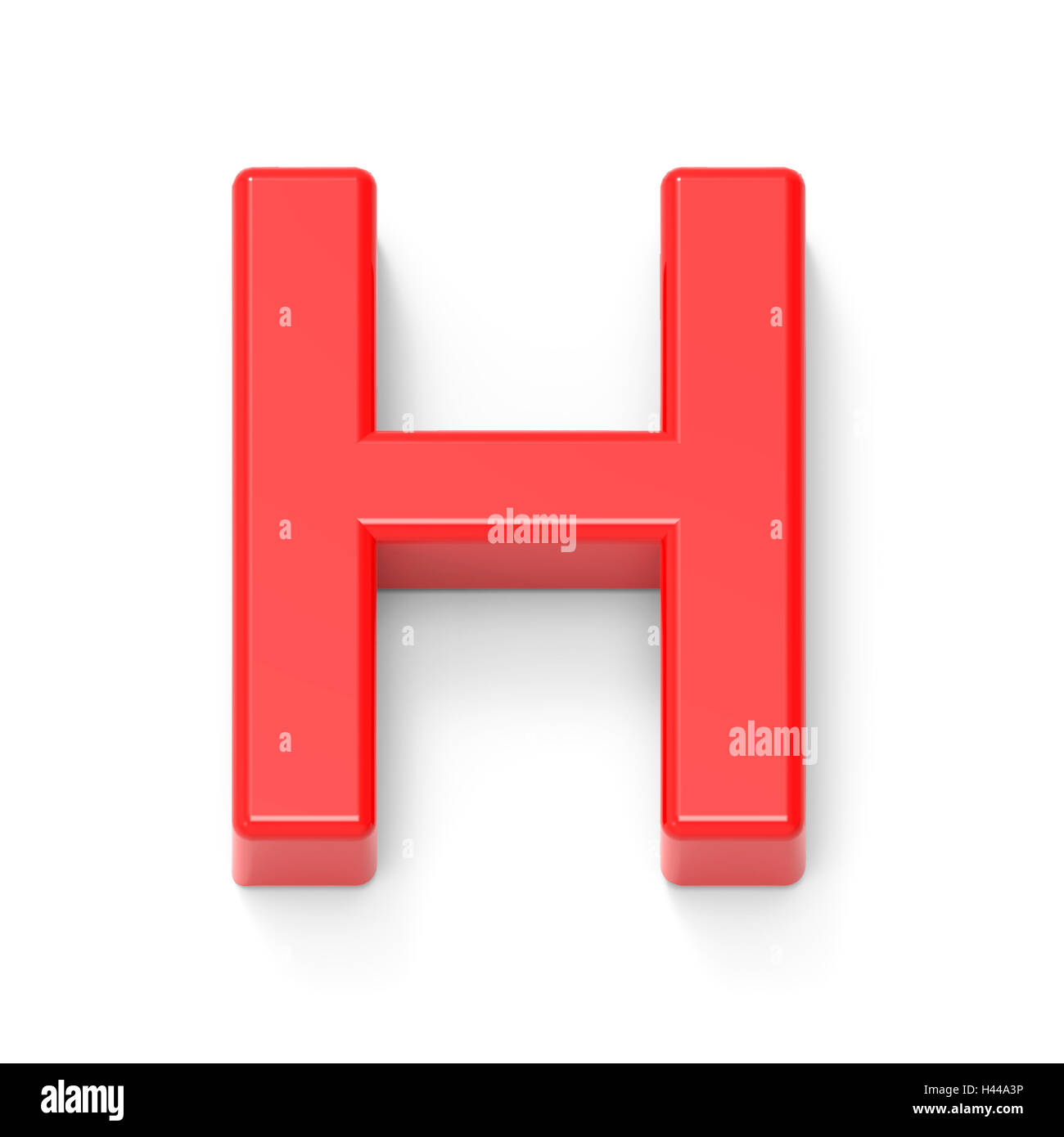 light red letter H, 3D rendering graphic isolated on white background ...