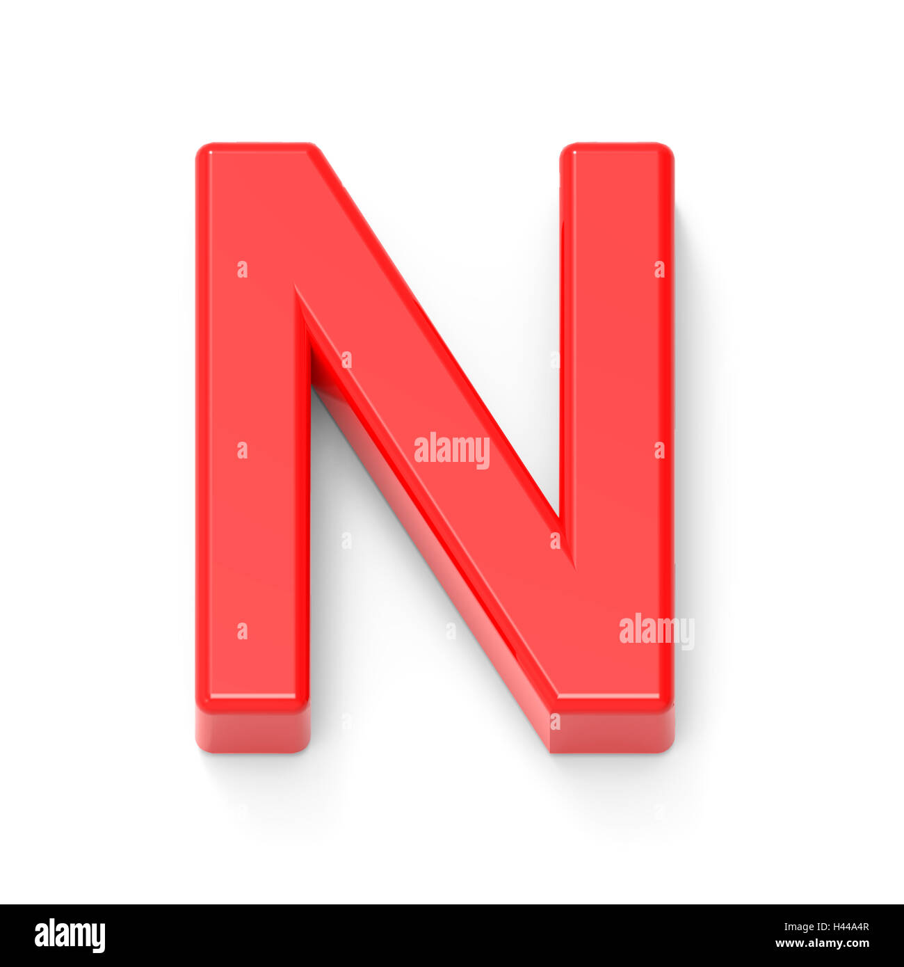 light red letter N, 3D rendering graphic isolated on white background ...