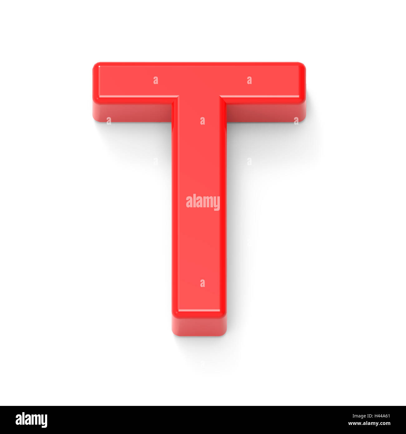 light red letter T, 3D rendering graphic isolated on white background ...