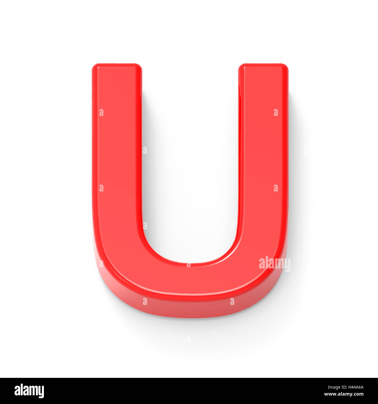 light red letter U, 3D rendering graphic isolated on white background ...