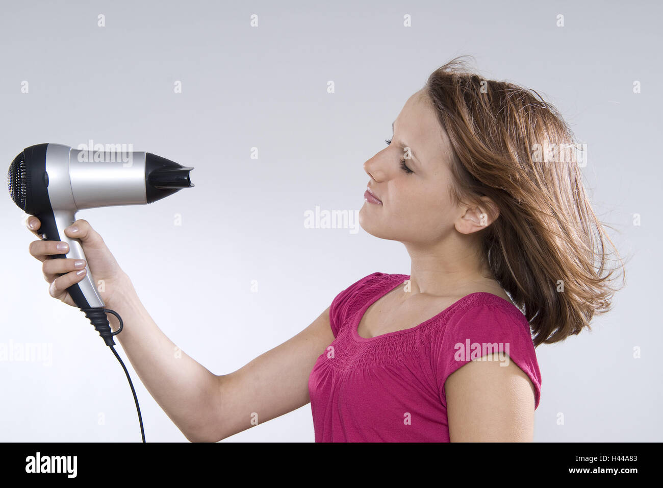 Teenagers, girls, hairs, blow-dry, side view, people, woman, young ...