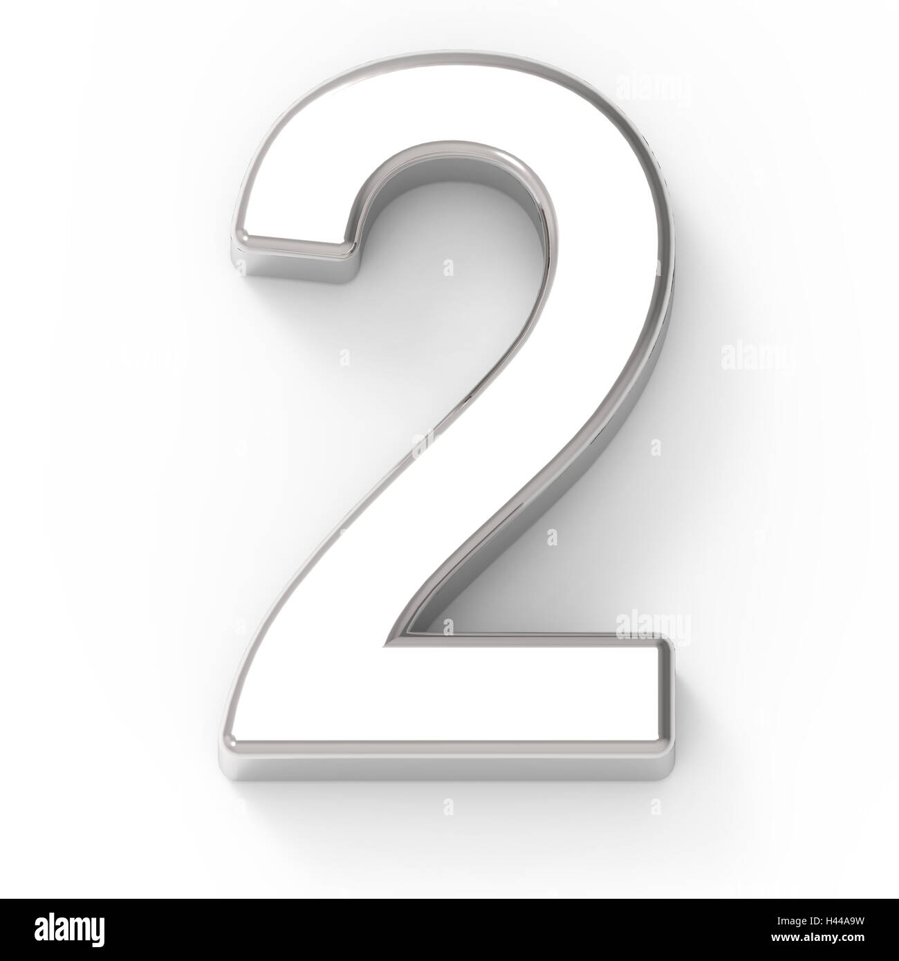 3d silver number 2, 3D rendering graphic isolated white background ...