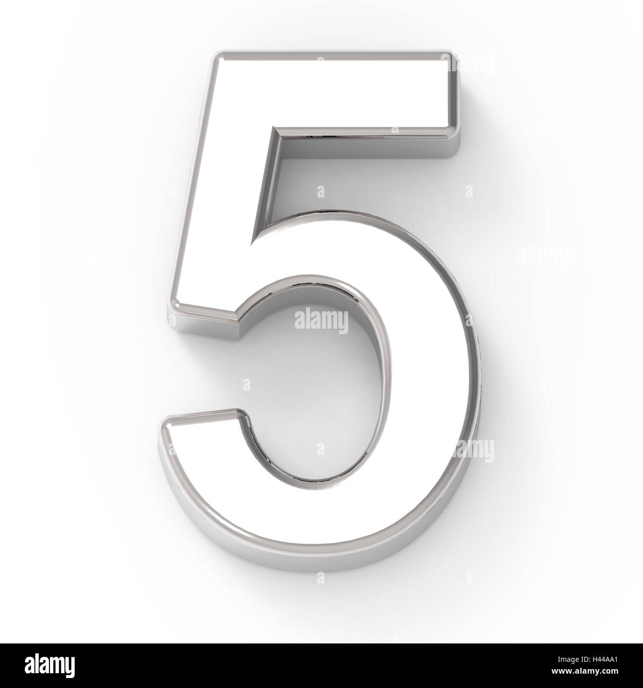 3d silver number 5, 3D rendering graphic isolated white background ...