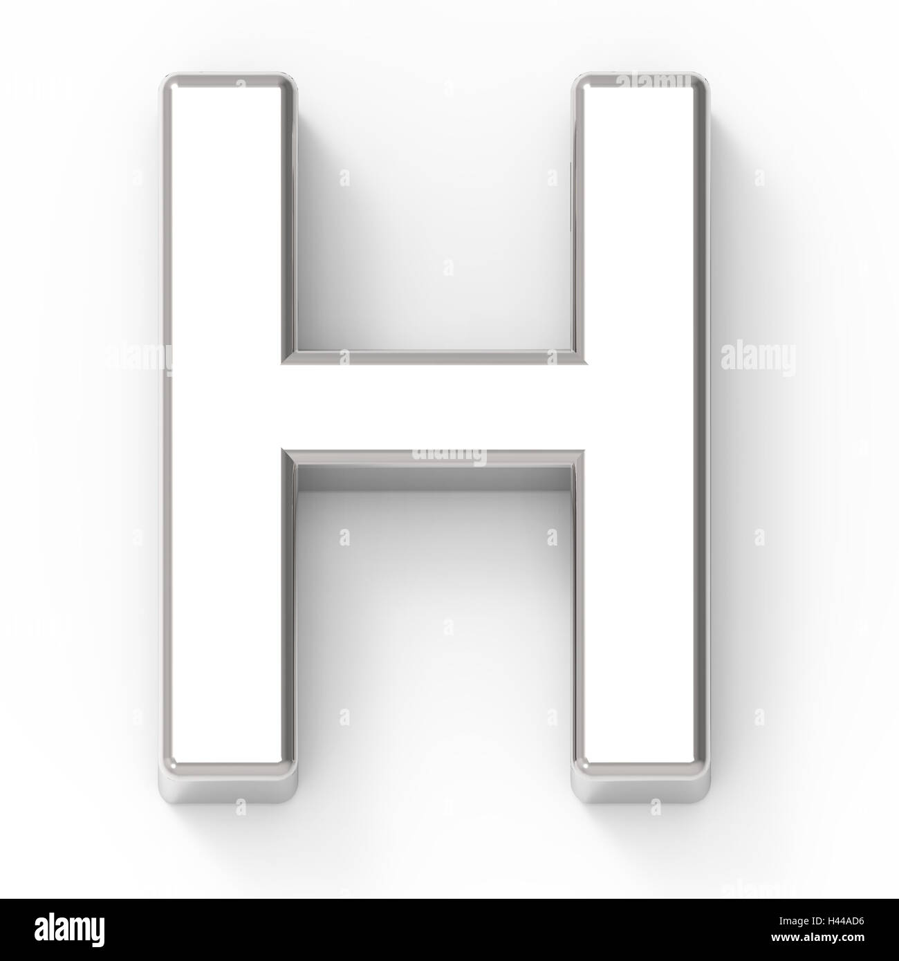 3d silver letter H, 3D rendering graphic isolated white background ...