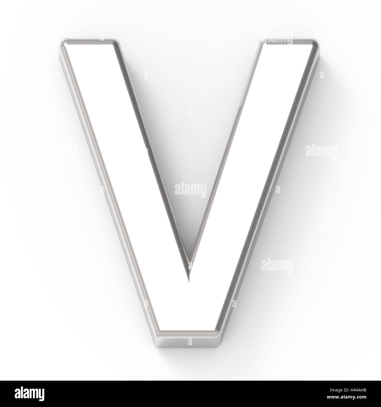 3d silver letter V, 3D rendering graphic isolated white background ...