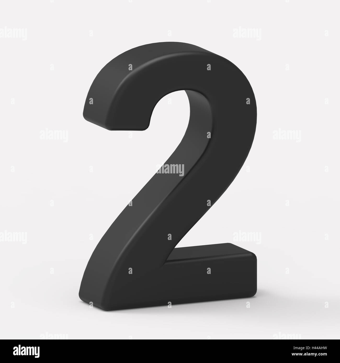 3d left leaning black number 2, 3D rendering graphic isolated white ...