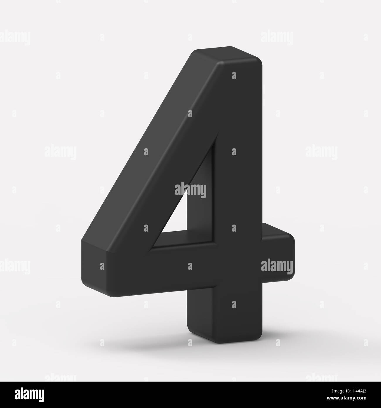3d left leaning black number 4, 3D rendering graphic isolated white ...