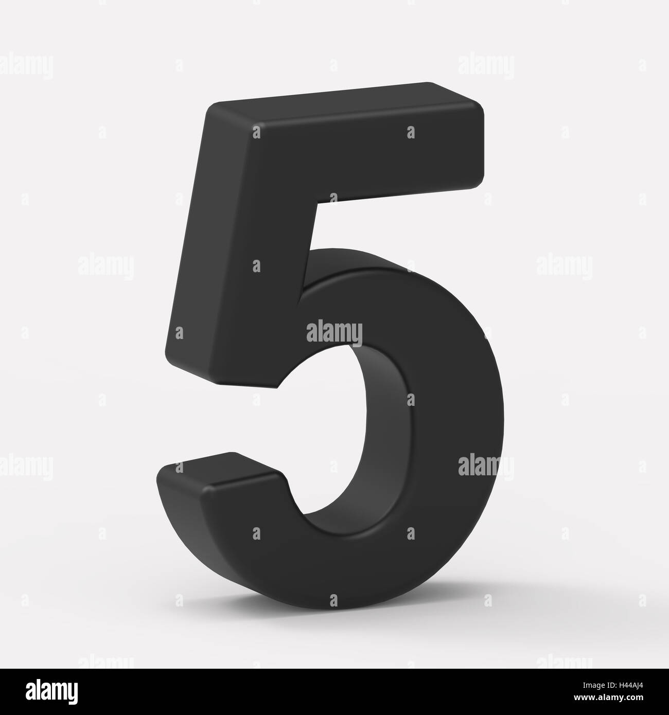 3d left leaning black number 5, 3D rendering graphic isolated white ...