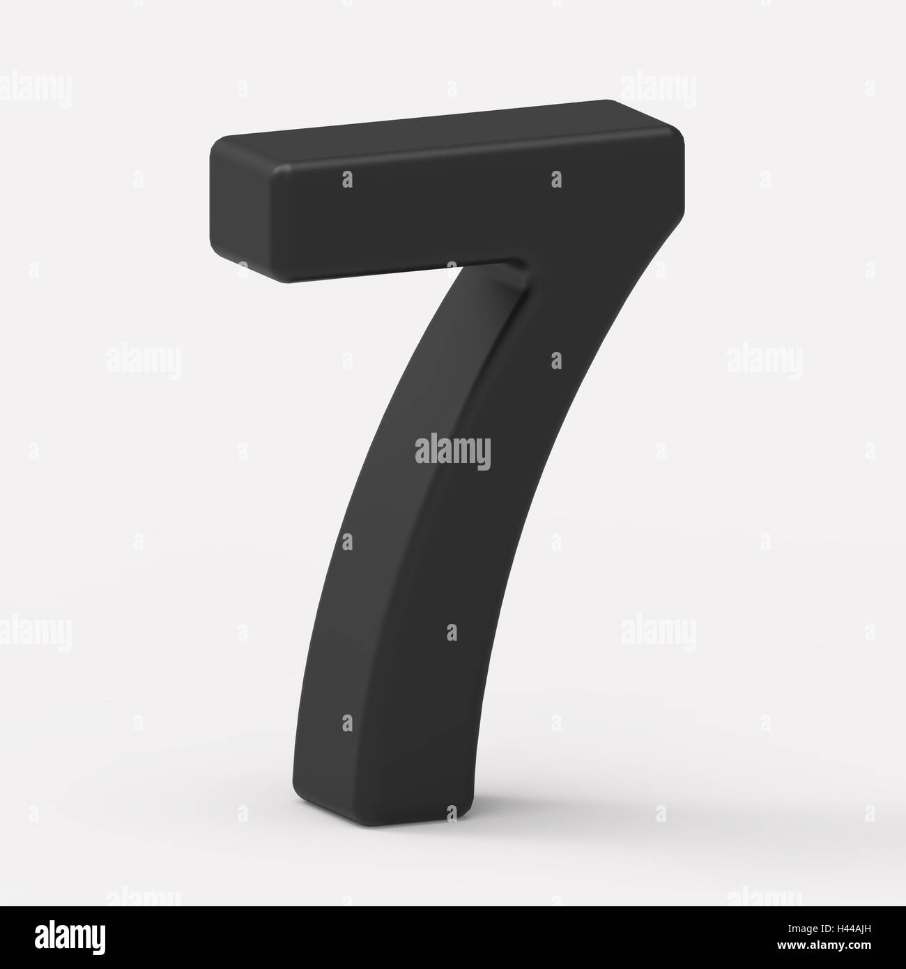 3d left leaning black number 7, 3D rendering graphic isolated white ...