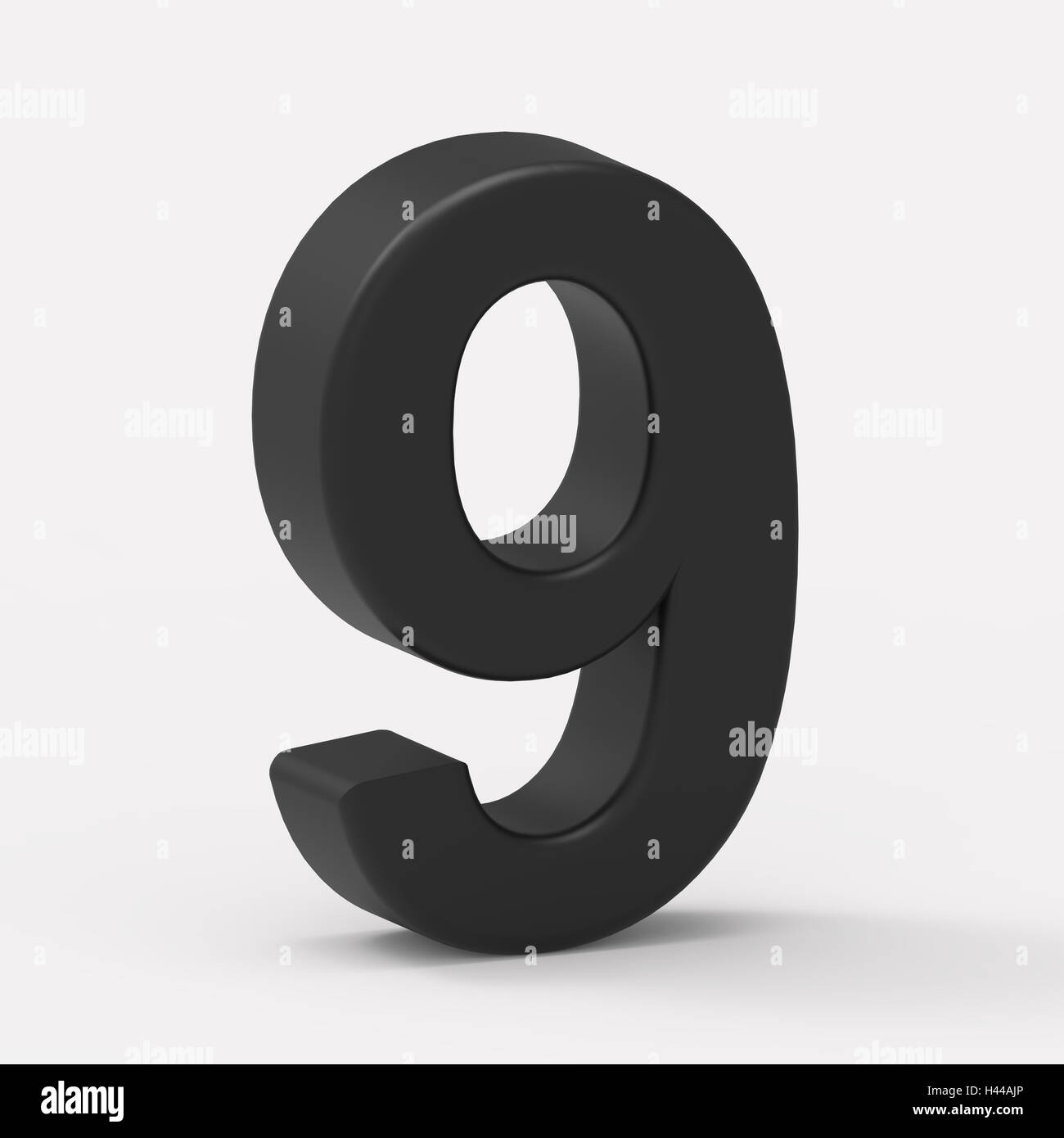 3d left leaning black number 9, 3D rendering graphic isolated white ...