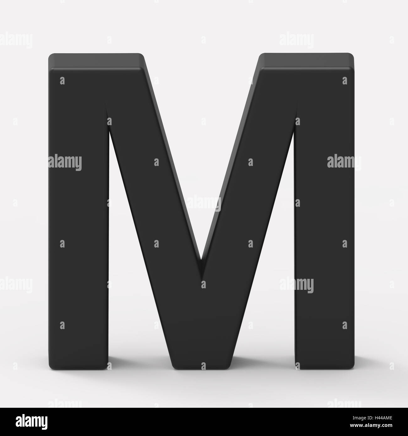 3d black letter M, 3D rendering graphic isolated white background Stock ...