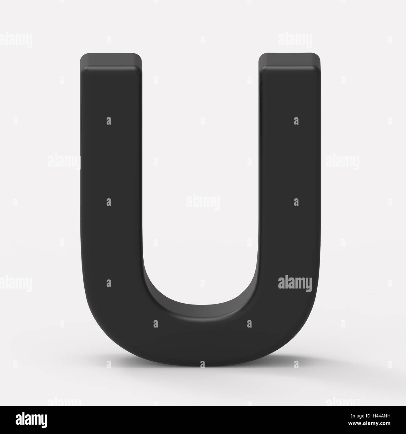 3d black letter U, 3D rendering graphic isolated white background Stock ...