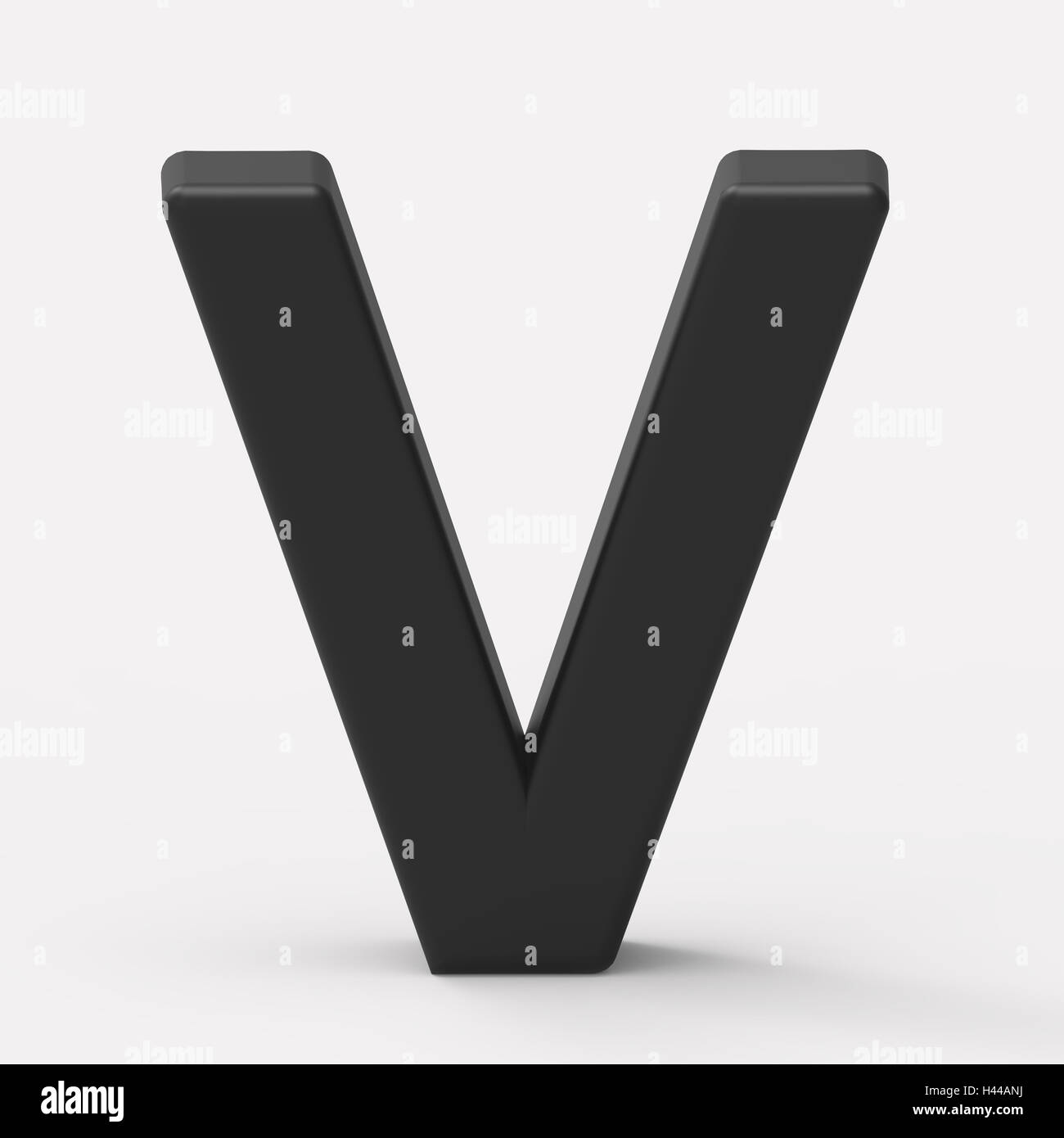 3d black letter V, 3D rendering graphic isolated white background Stock ...