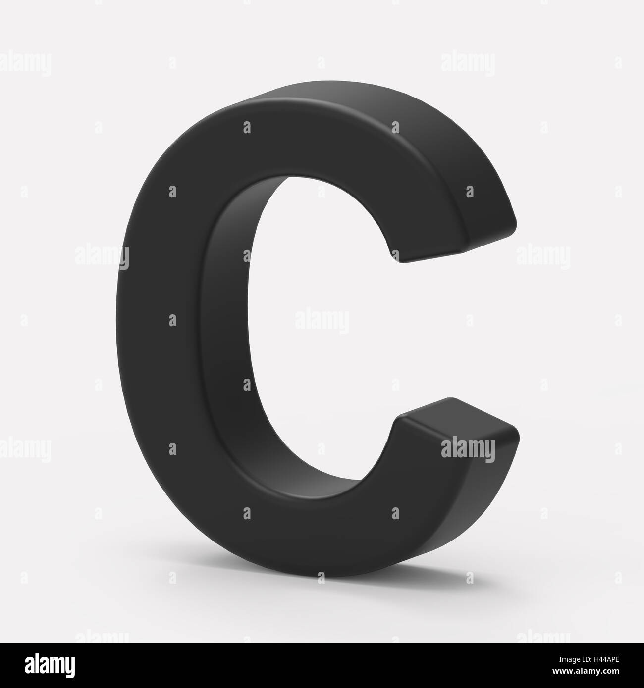 3d right leaning black letter C, 3D rendering graphic isolated white ...
