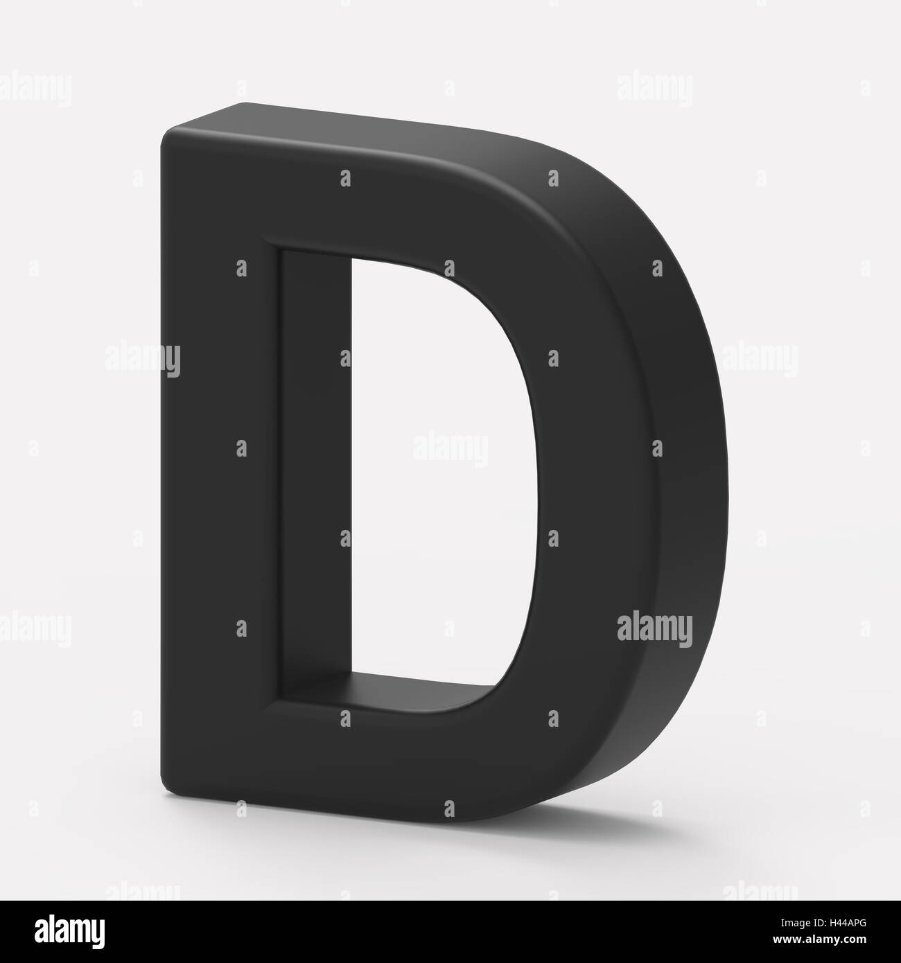 3d right leaning black letter D, 3D rendering graphic isolated white ...