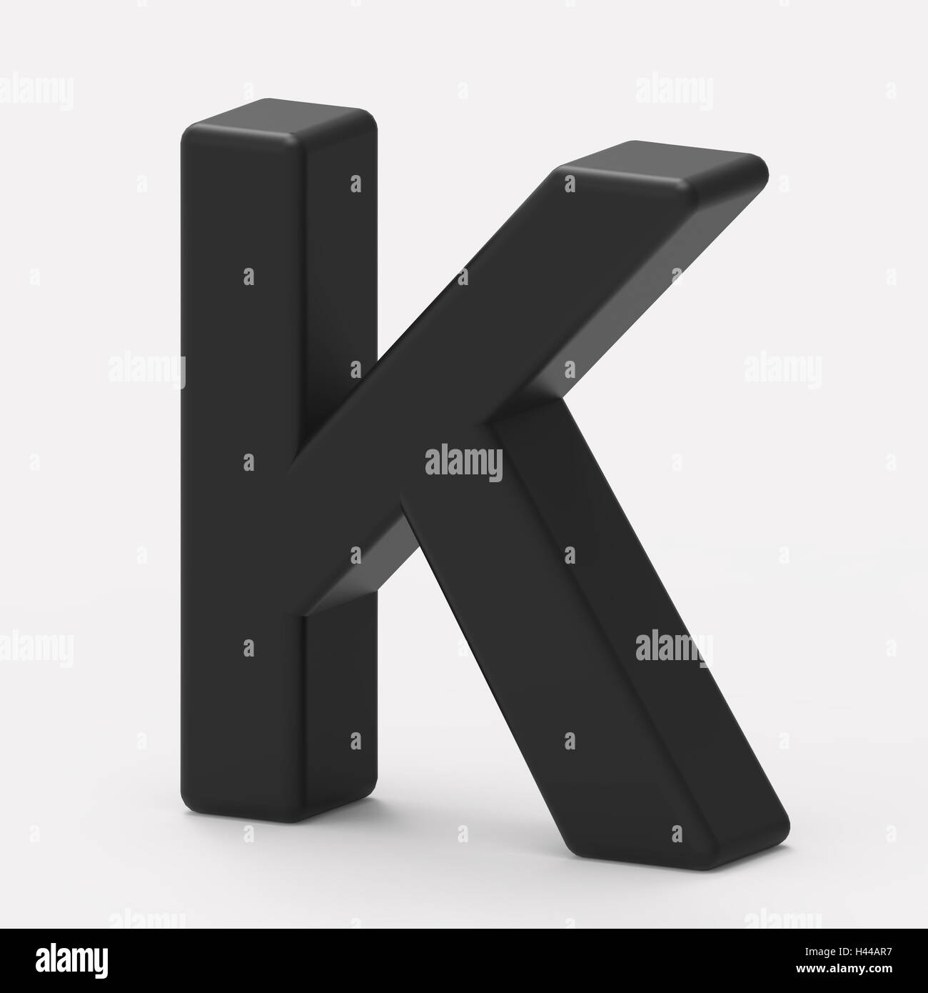 3d right leaning black letter K, 3D rendering graphic isolated white ...