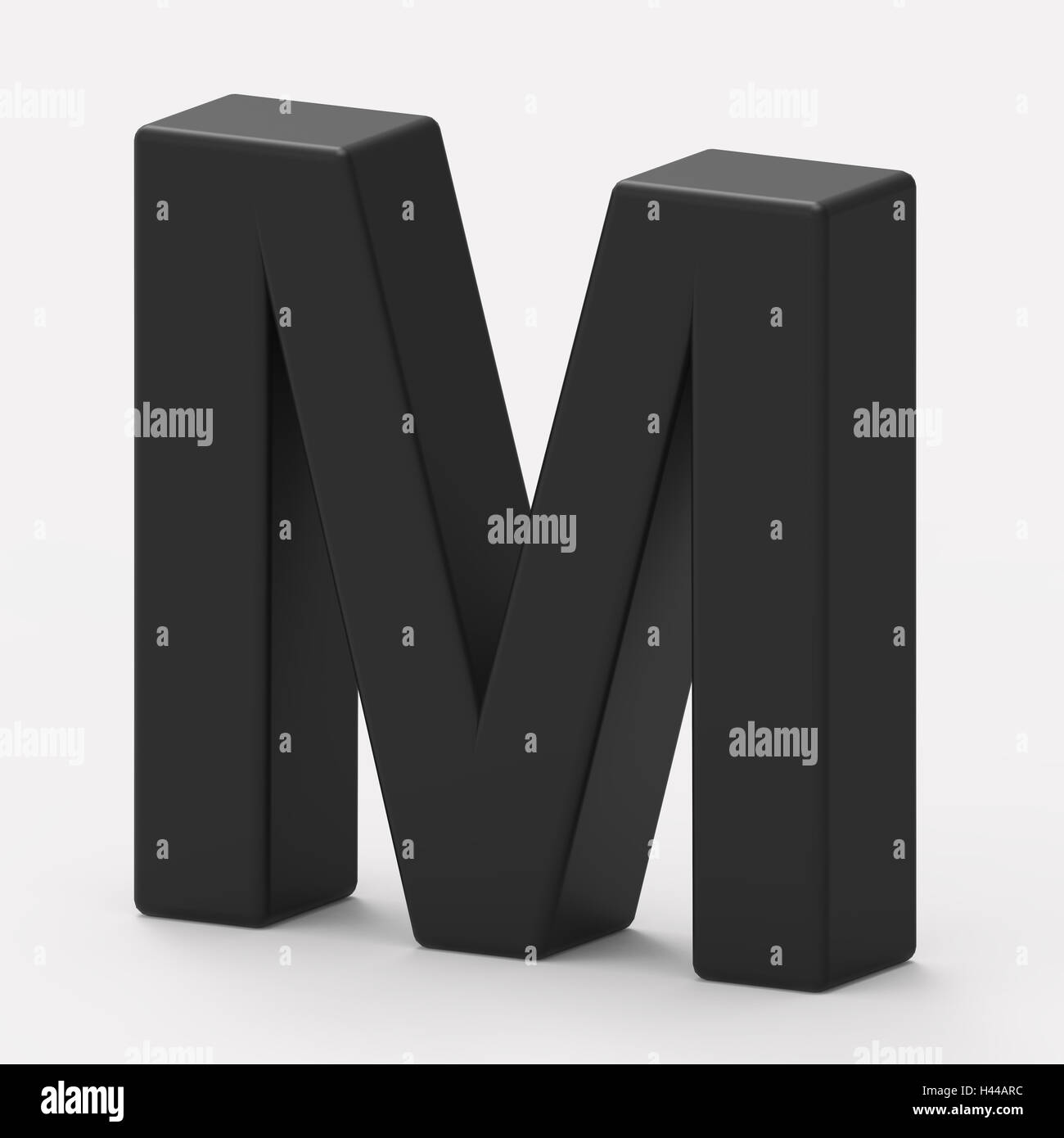 3d right leaning black letter M, 3D rendering graphic isolated white ...