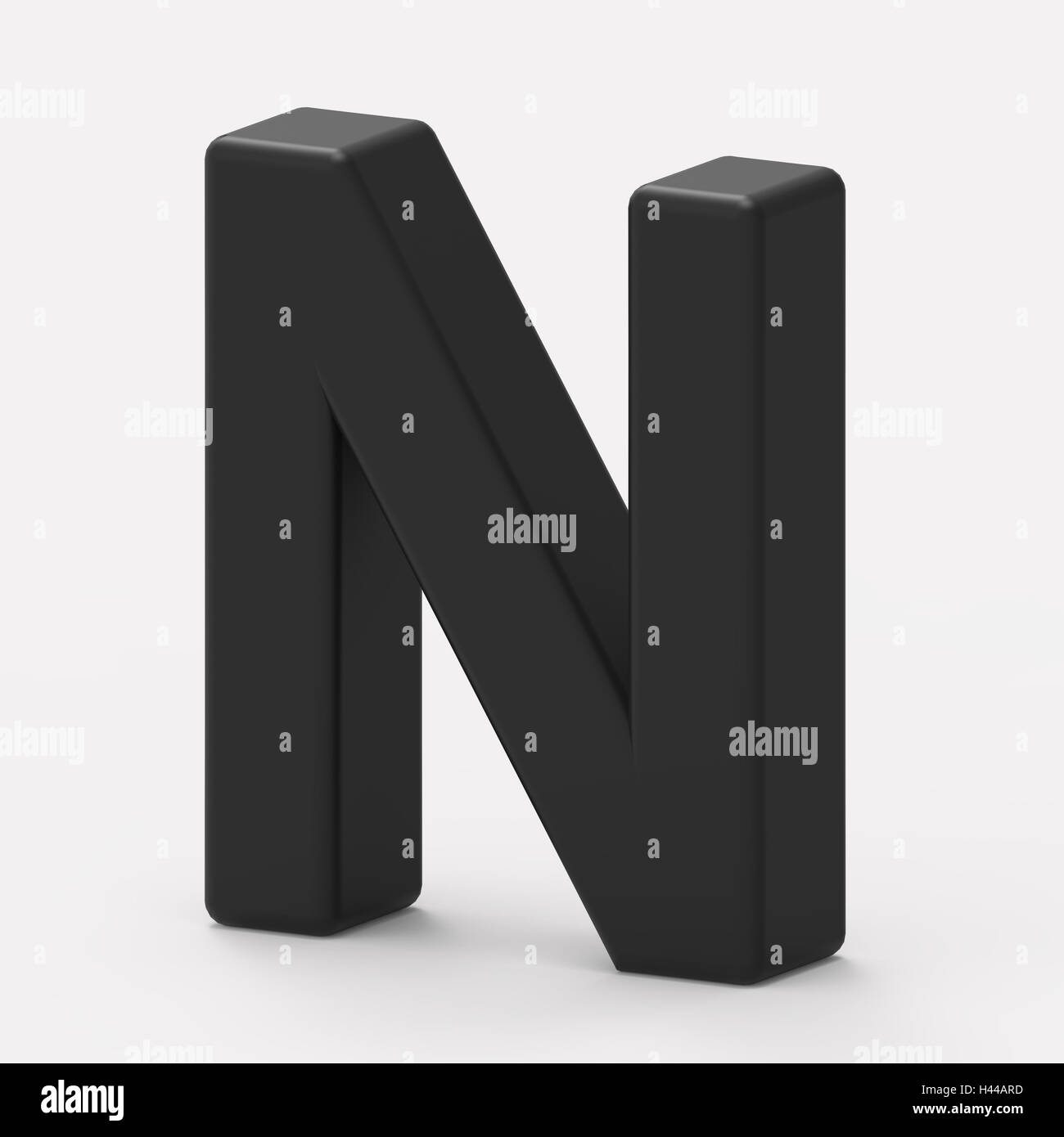 3d right leaning black letter N, 3D rendering graphic isolated white ...