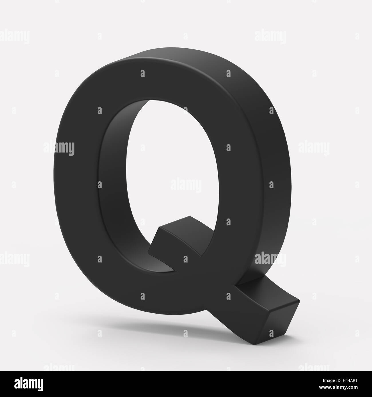 3d right leaning black letter Q, 3D rendering graphic isolated white ...