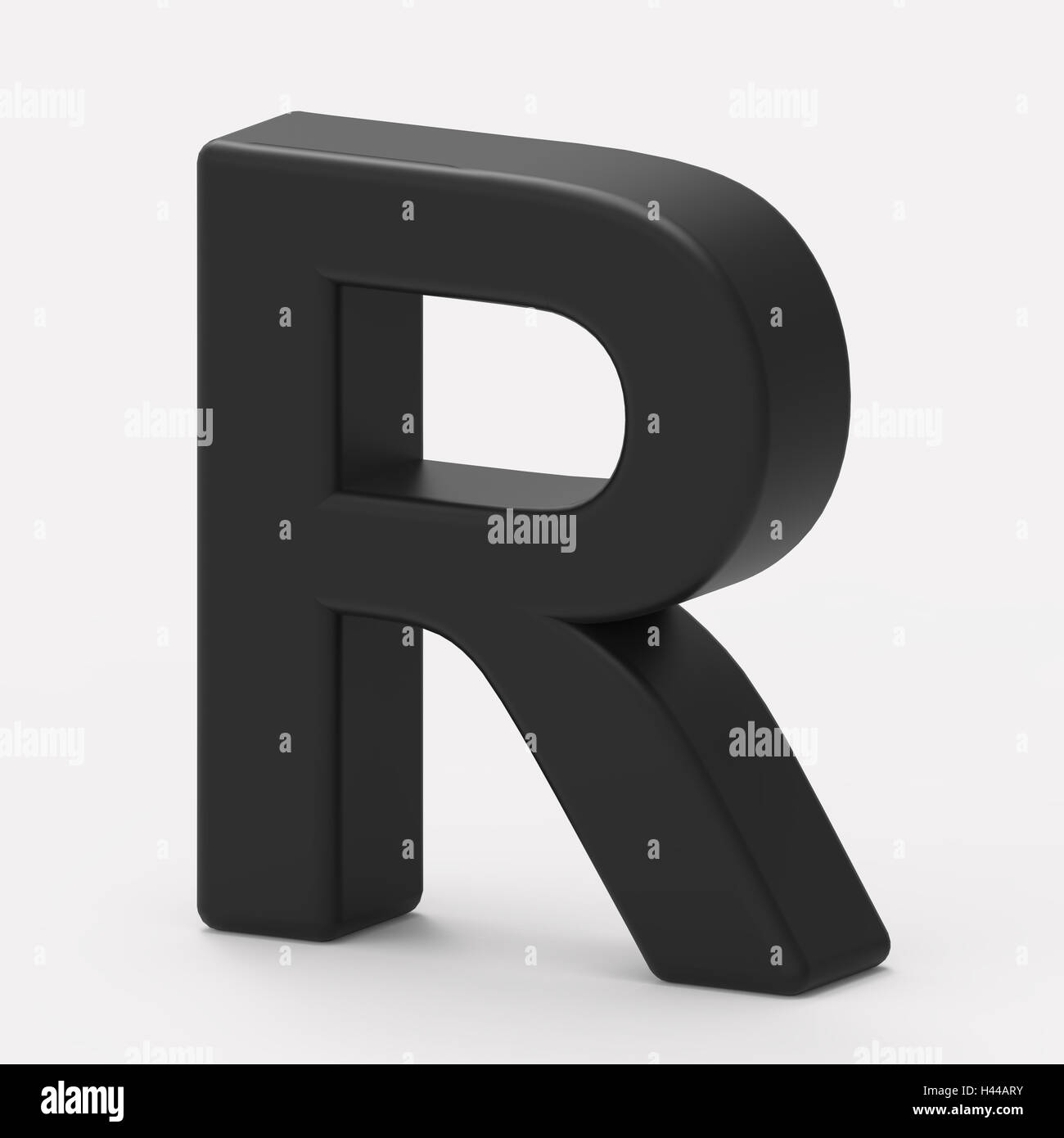 3d right leaning black letter R, 3D rendering graphic isolated white ...