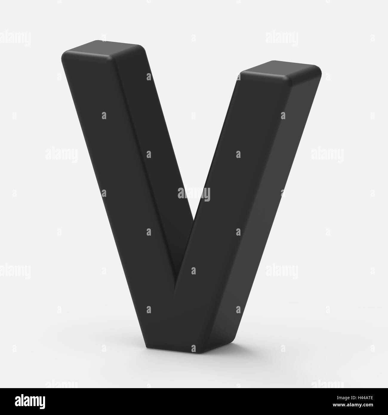 3d right leaning black letter V, 3D rendering graphic isolated white ...