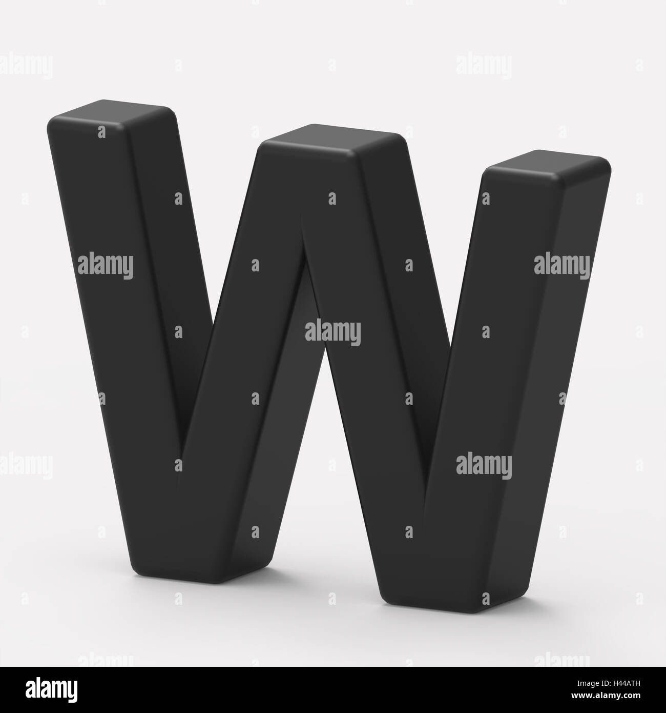 3d right leaning black letter W, 3D rendering graphic isolated white ...