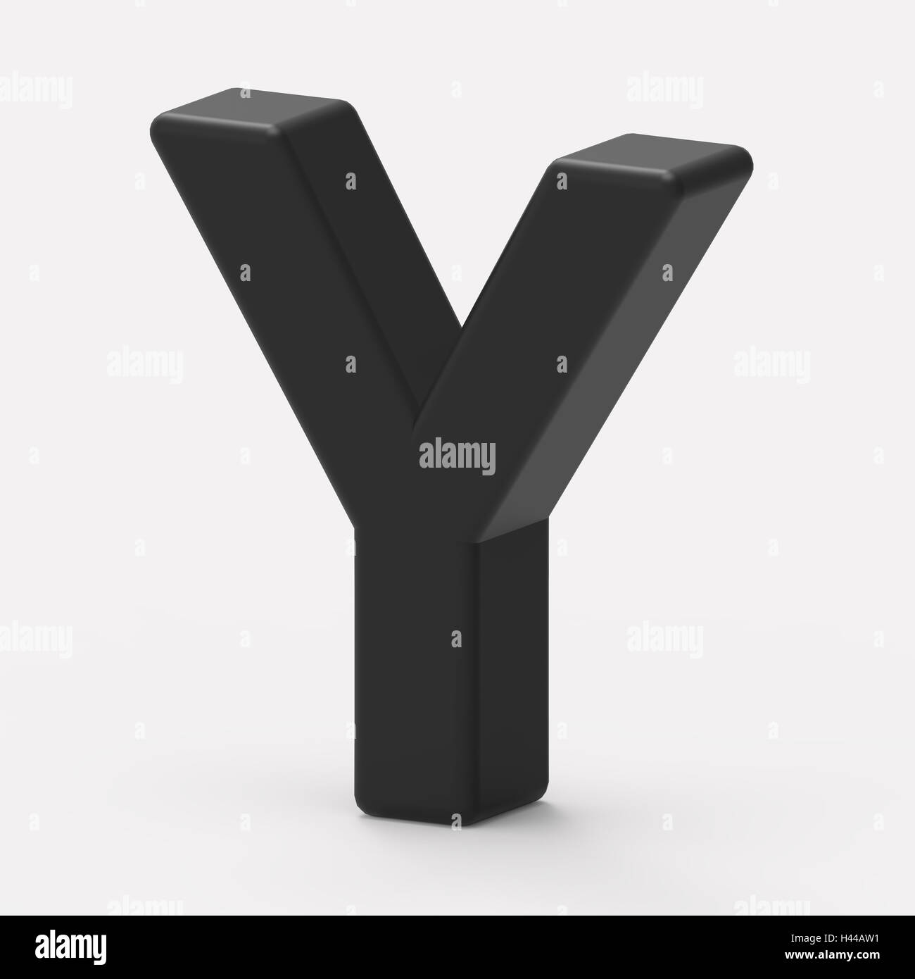 3d right leaning black letter Y, 3D rendering graphic isolated white ...