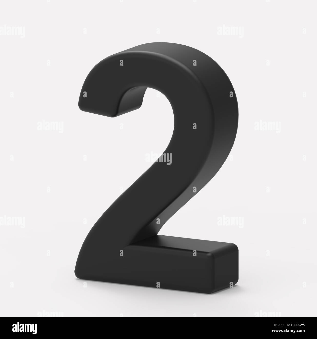 3d right leaning black number 2, 3D rendering graphic isolated white ...