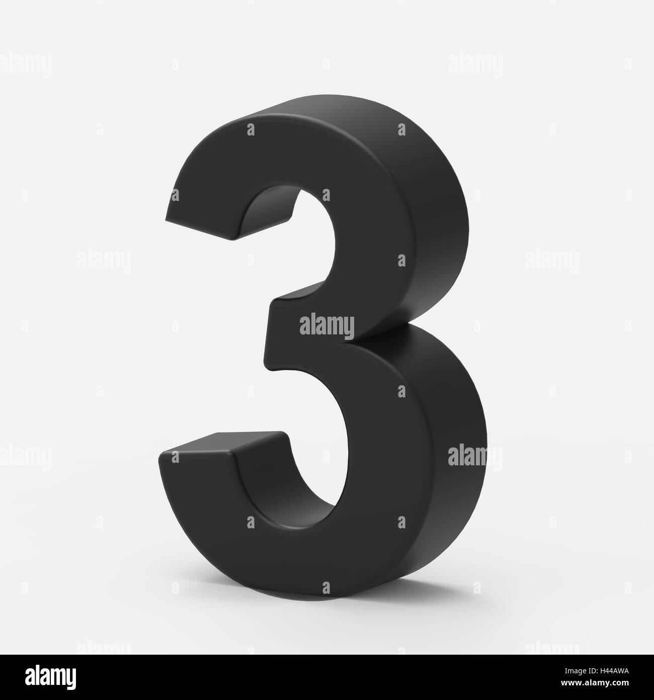 3d right leaning black number 3, 3D rendering graphic isolated white ...