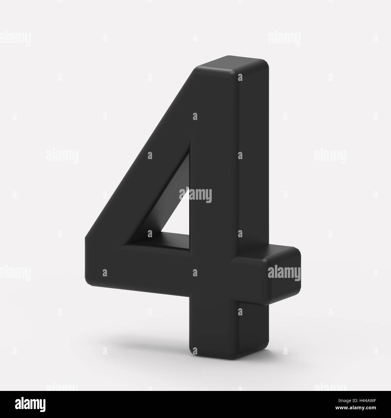 3d right leaning black number 4, 3D rendering graphic isolated white ...