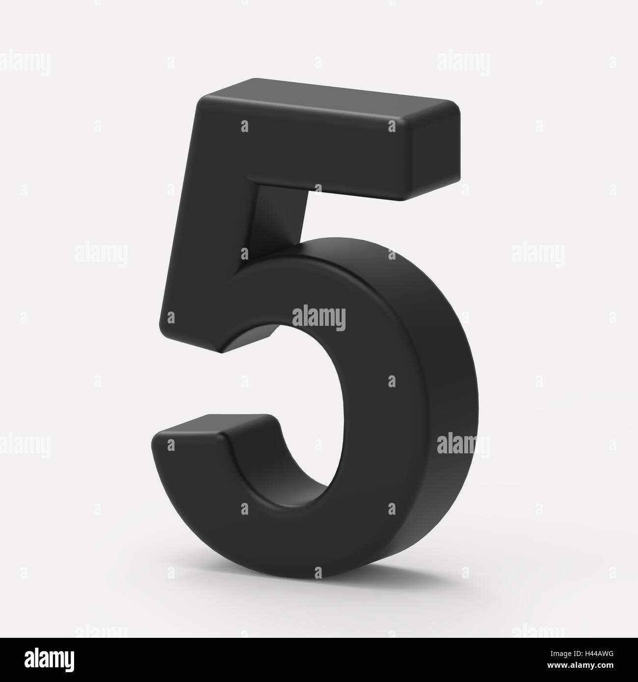 3d right leaning black number 5, 3D rendering graphic isolated white ...