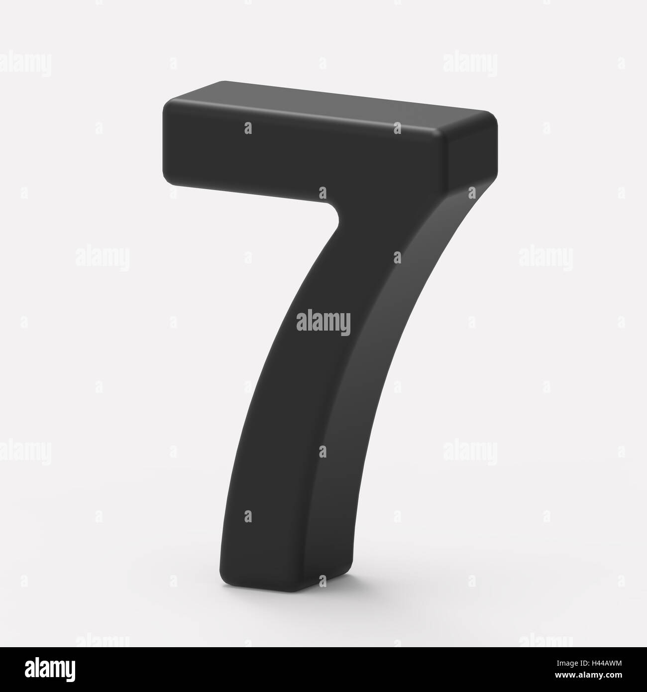 3d right leaning black number 7, 3D rendering graphic isolated white ...